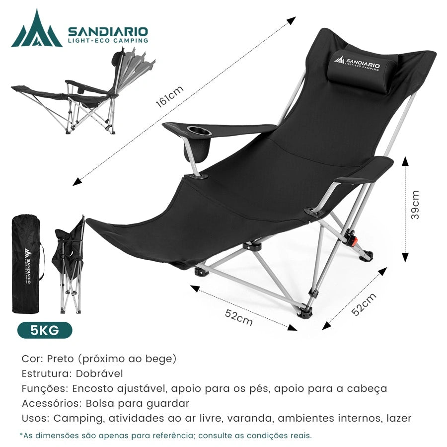Sandiario Sillón de Playa Reclinable con Reposapiés